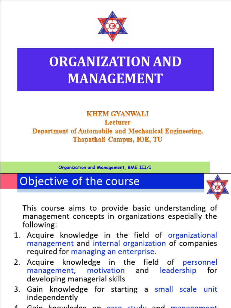 Organization and Management Course Overview | PDF | Motivation ...