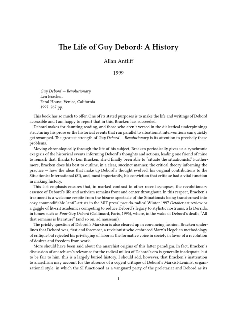 Guy Debord: Revolutionary Life Overview | PDF | Situationist ...