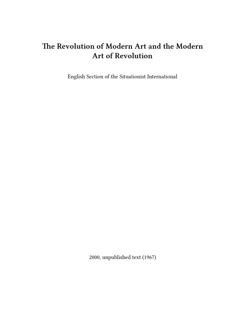English Section of The Situationist International The Revolution of ...