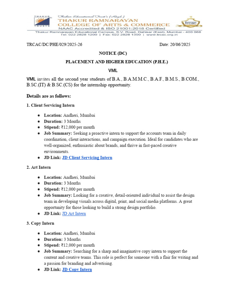 Trcac - DC - Phe - 029 - 2025-26 VML | PDF