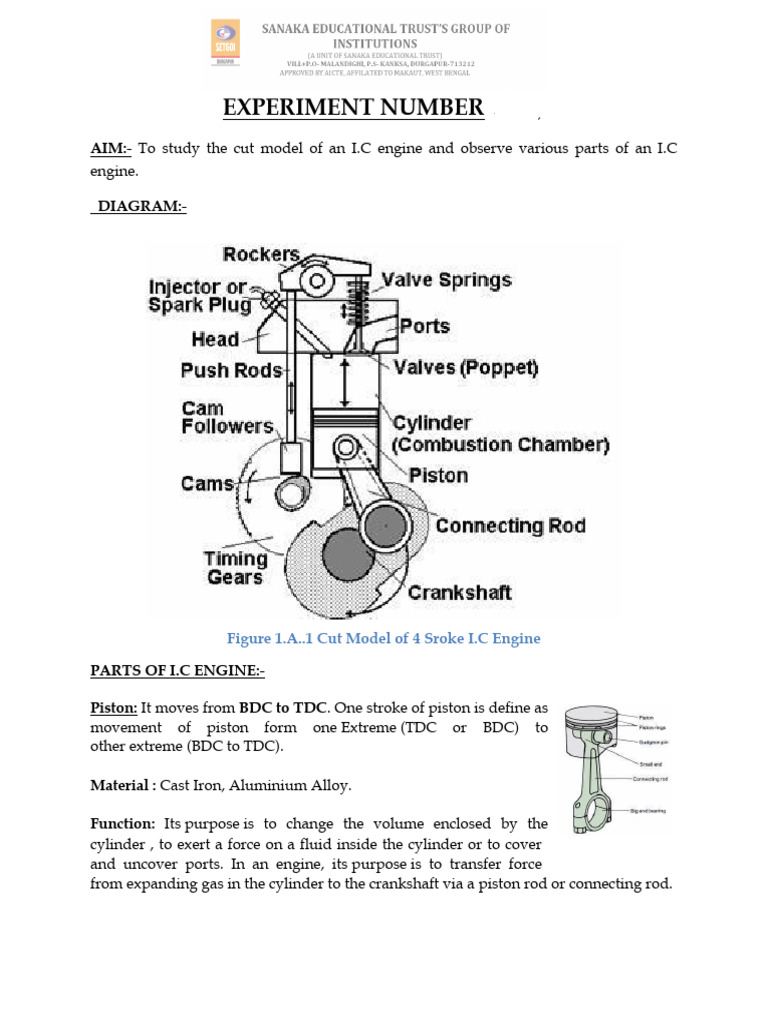 To Study The Cut Model of An I.C Engine | PDF | Internal Combustion ...
