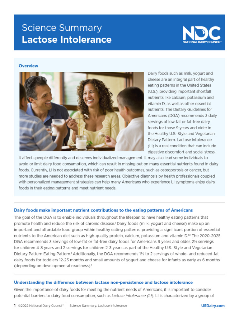 NDC Science Summary Lactose Intolerance Final 2022 | PDF | Dairy ...
