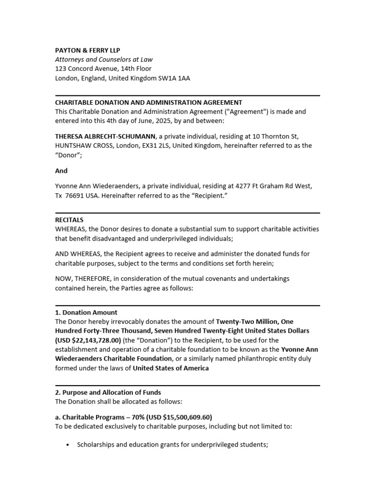 Yvonne Ann Wiederaenders Agreement | PDF | Notary Public | Justice