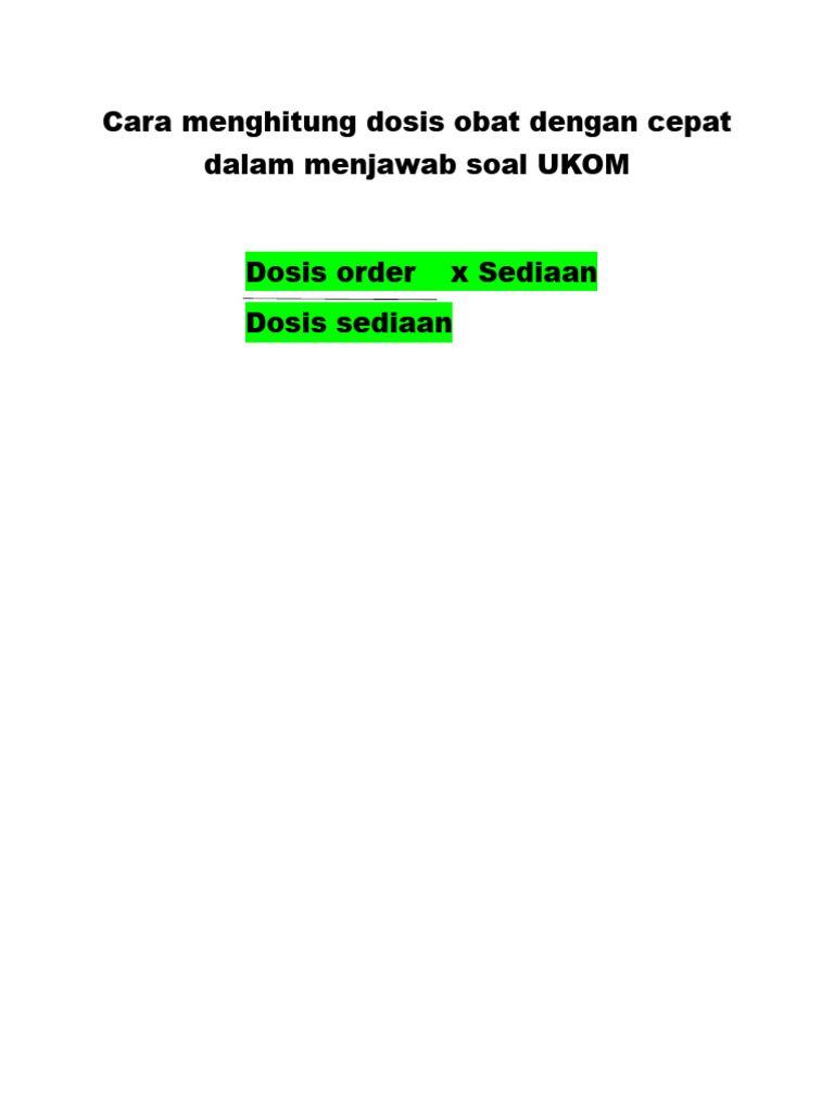 Rumus Hitung Dosis Obat Bayi | PDF