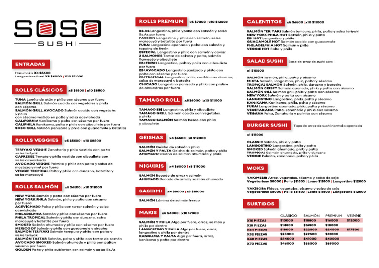 Menu Soso Mayo | PDF