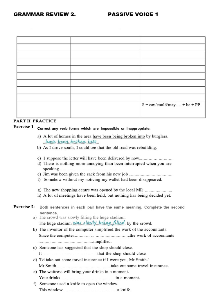 Grammar Review 2. Passive Voice 1 | PDF