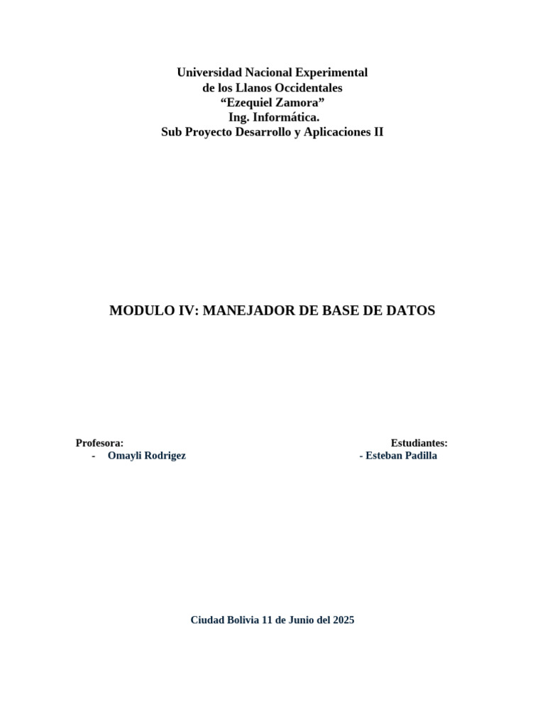 Modulo IV Desarrollo de Aplicaciojnes II | PDF | Mi sql | Bases de datos