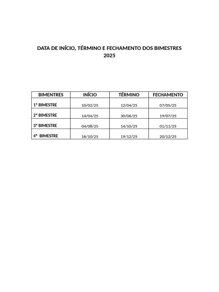 Bimestres 2025 | PDF