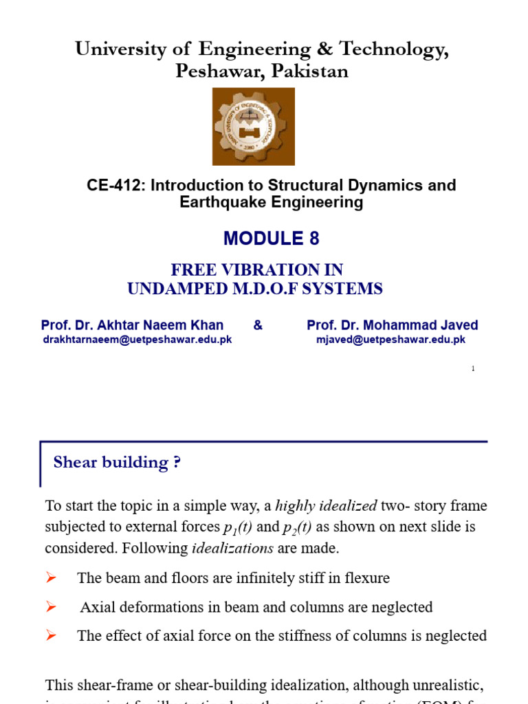 Lecture 08 - Free Vibration in Undamped MDOF | PDF | Normal Mode | Mechanics
