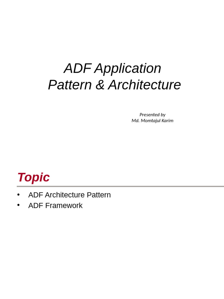 ADF Architectural Patterns | PDF | Model–View–Controller | Software