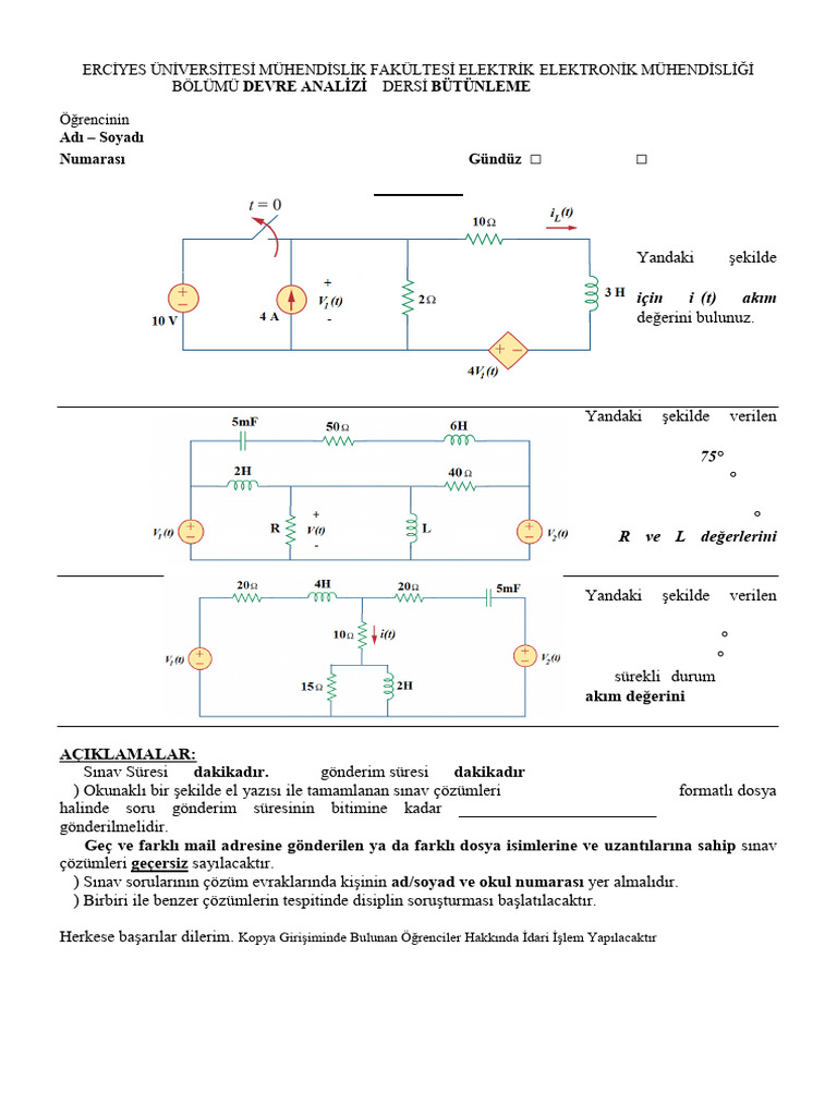 EM201 07.03.2023 Bütünleme + | PDF