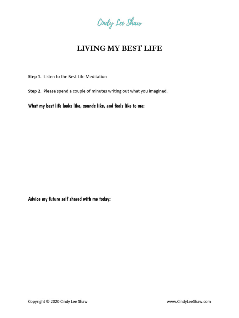 Vision Board Exercise (Be, Do, Have) by Cindy Lee Shaw | PDF