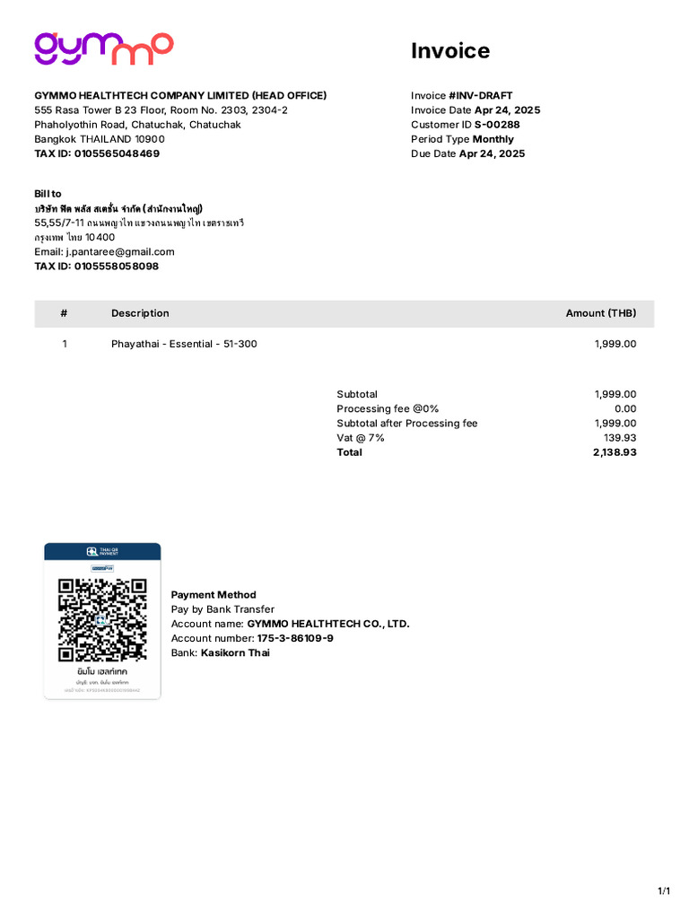 Moov Bangkok S-00288 Inv-Draft 24042025 | PDF