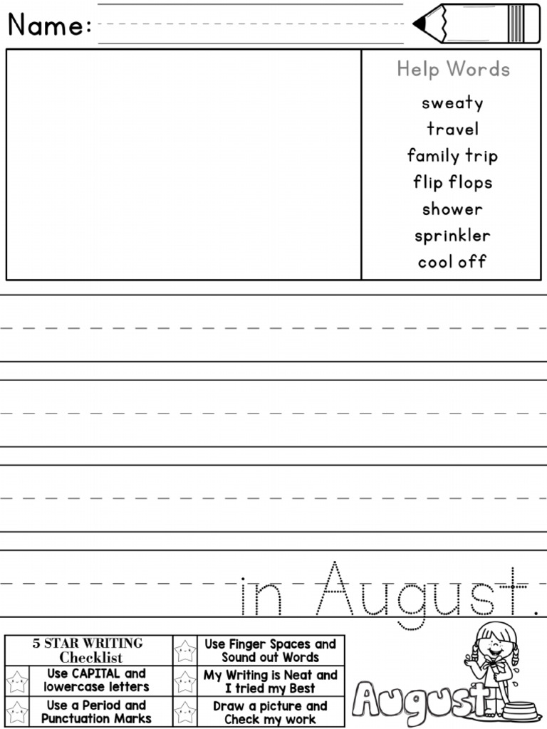 My First Writing Journal - August | PDF