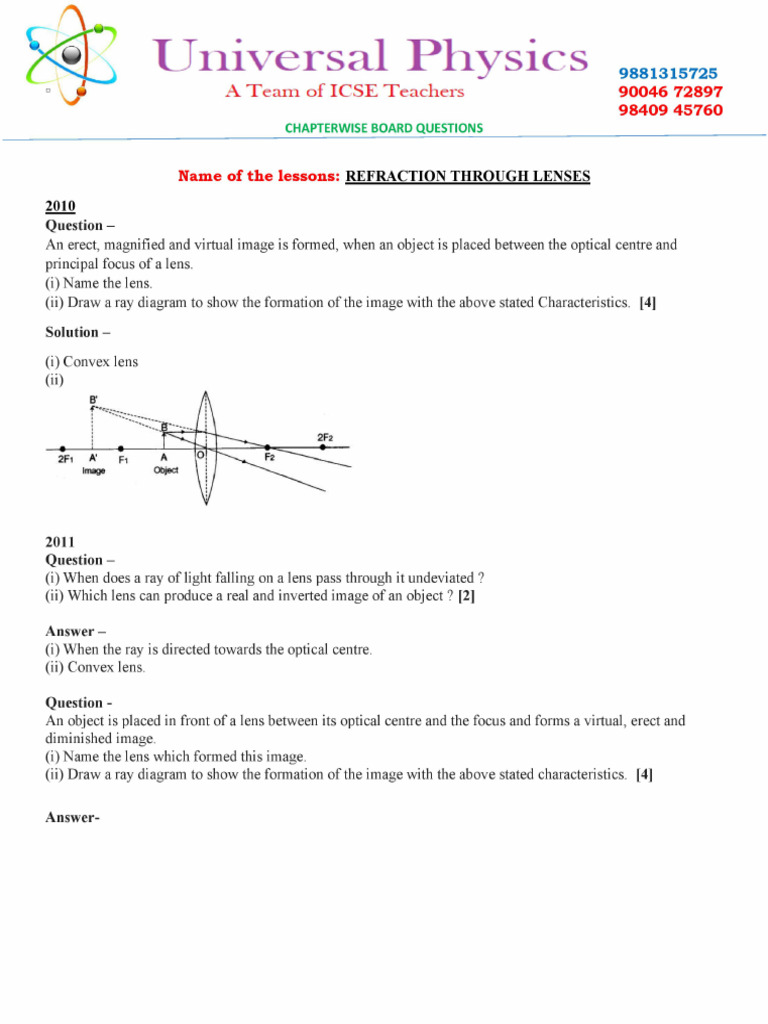 05 Refraction Through Lens | PDF