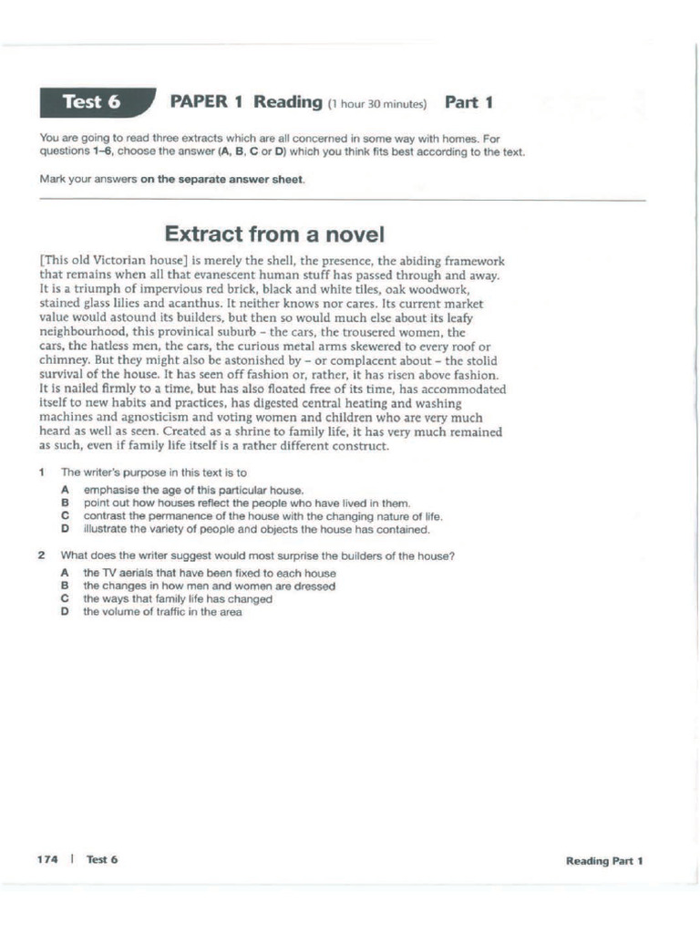 CAE C1 C2 Test 6 Reading Exam Trainer | PDF