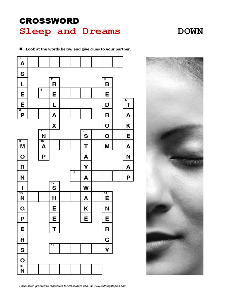 Crossword - Sleep B | PDF