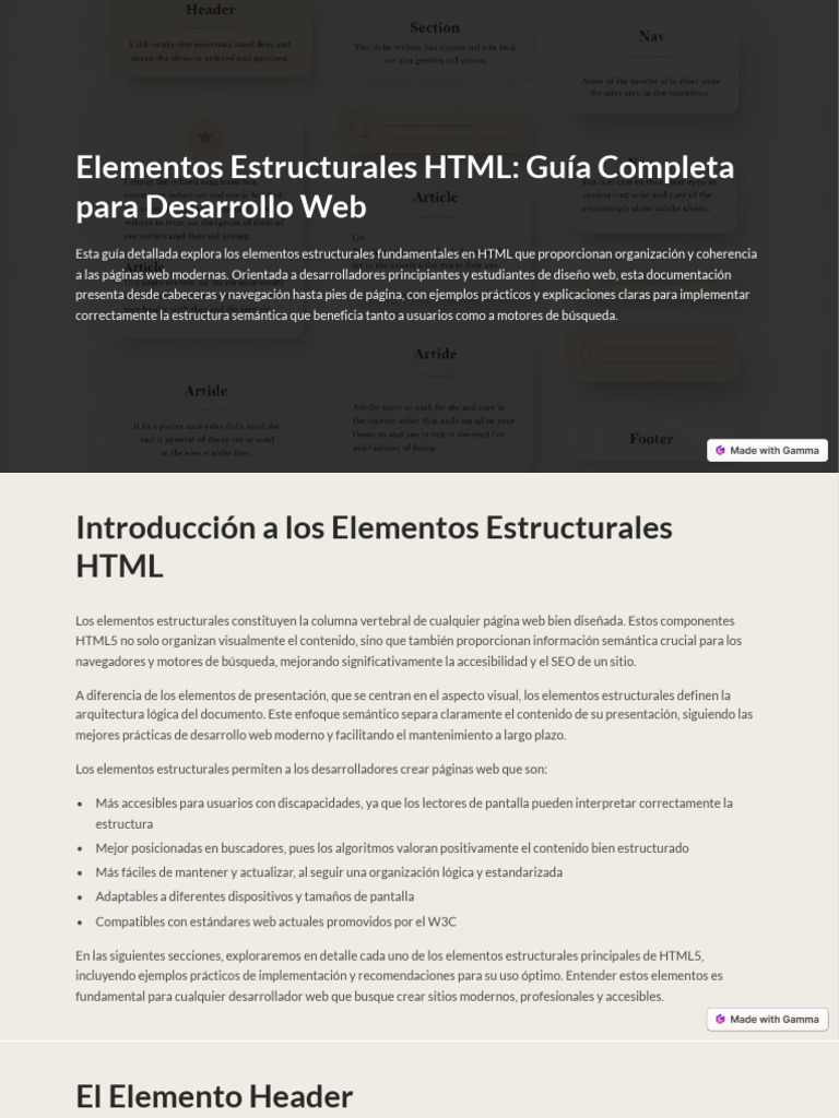 Elementos Estructurales HTML Guia Completa para Desarrollo Web | PDF ...