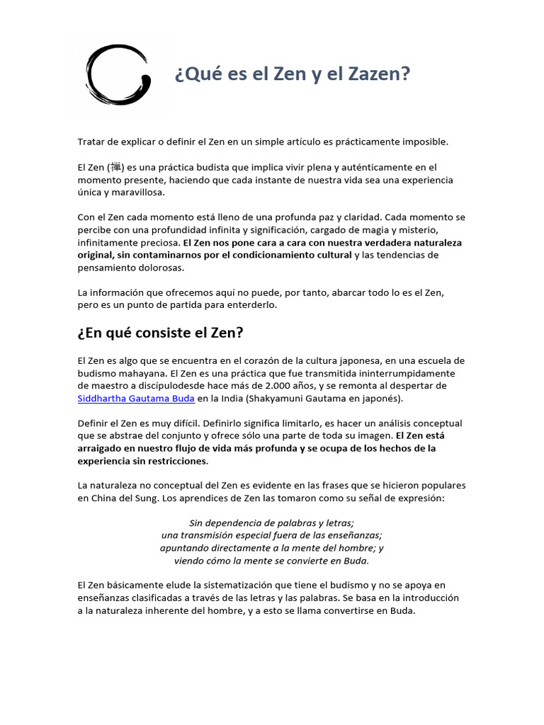 Introducción al Zazen y su significado | PDF | zen | Meditación