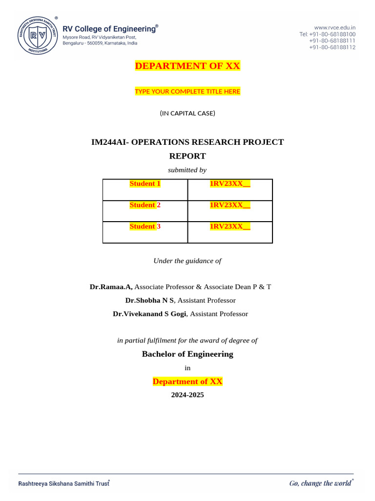 OR-Project Report Cover Page | PDF