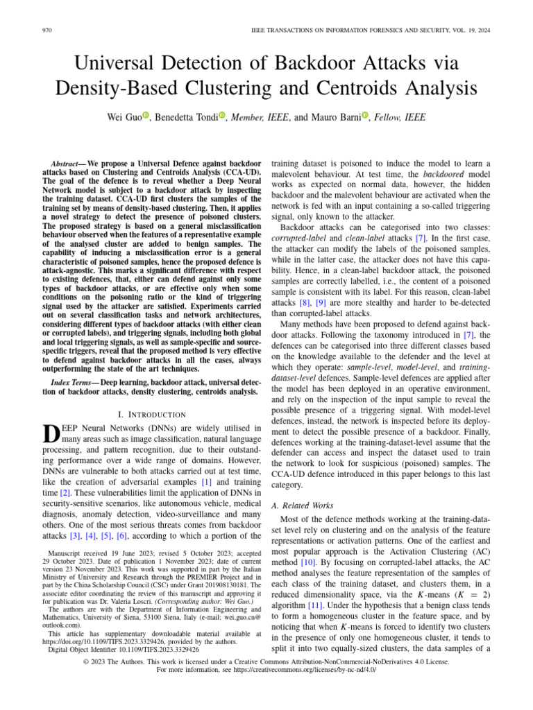 Universal Detection of Backdoor Attacks Via Density-Based Clustering ...