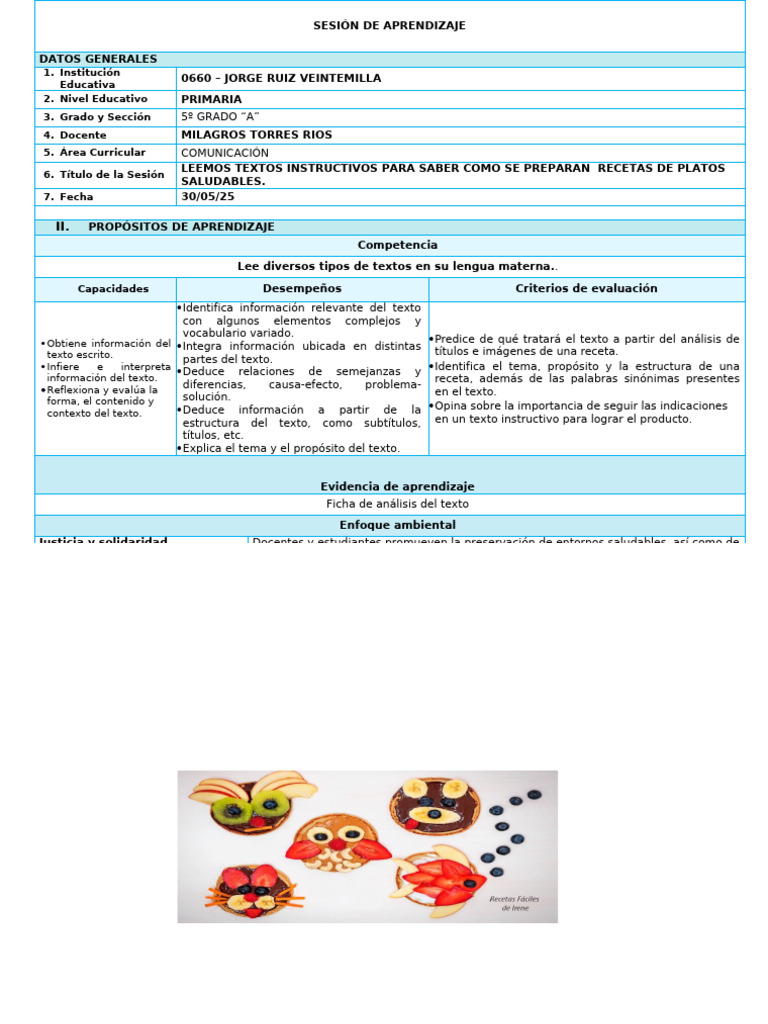 Leemos Textos Instructivos para Saber Como Se Preparan Recetas de ...