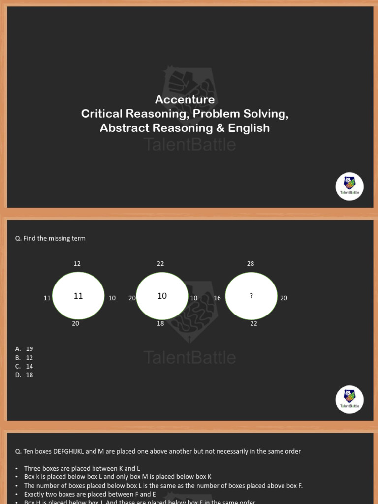 Critical Reasoning, Problem Solving, Abstract Reasoning & English 19 July | PDF
