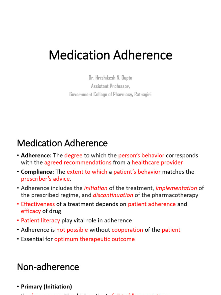 Medication Adherence (Autosaved) - 1 | PDF | Medical Prescription | Pharmacology