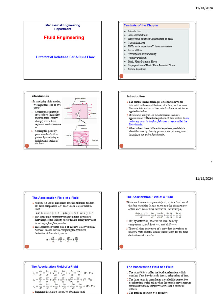 Handouts Fluid Dynamics | PDF | Fluid Mechanics | Navier–Stokes Equations