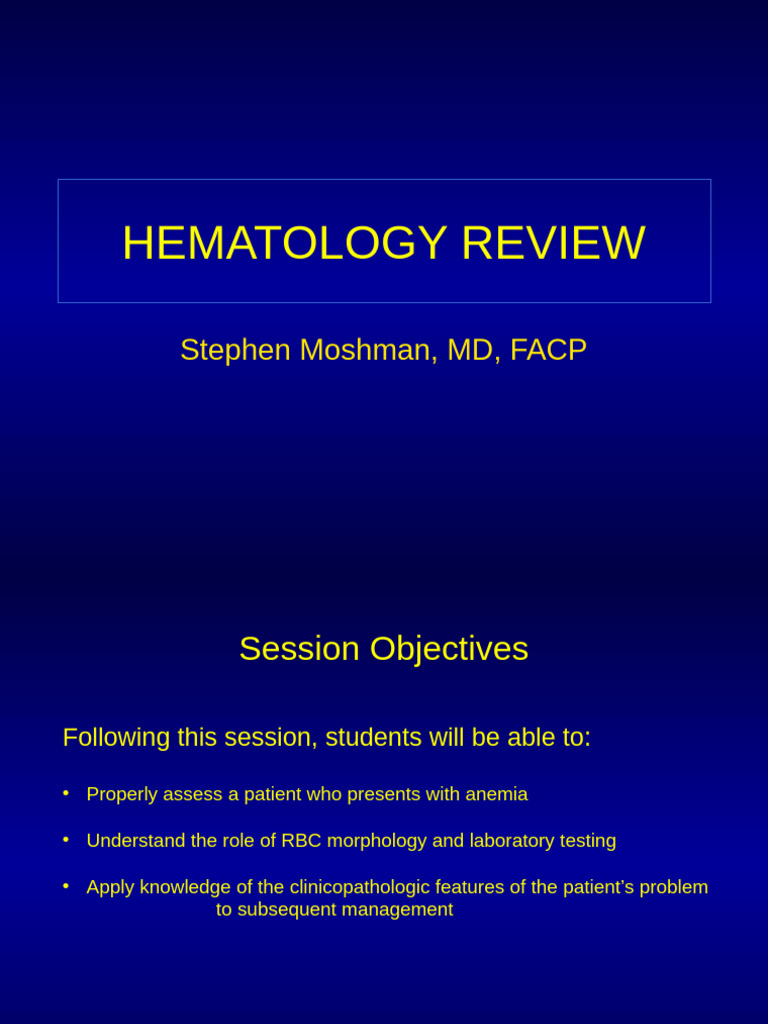 Hematology Review - Updated 3-2-2025 | PDF | Anemia | Vitamin B12