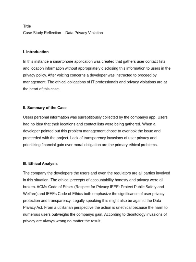 Case Study 1 - Data Privacy Violation | PDF