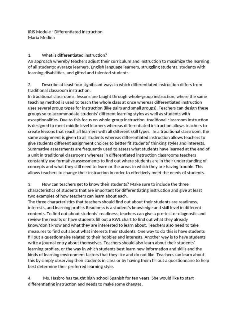 IRIS Module - Differentiated Instruction-1 | PDF | Differentiated Instruction | Educational ...