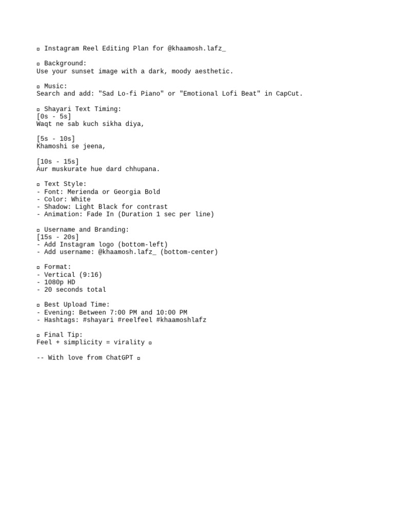 Khaamosh Reel Script | PDF
