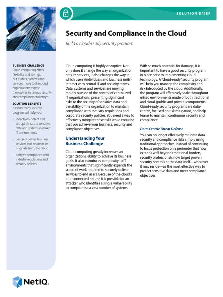 Netiq SB Security Compliance Cloud | PDF | Computer Security | Security