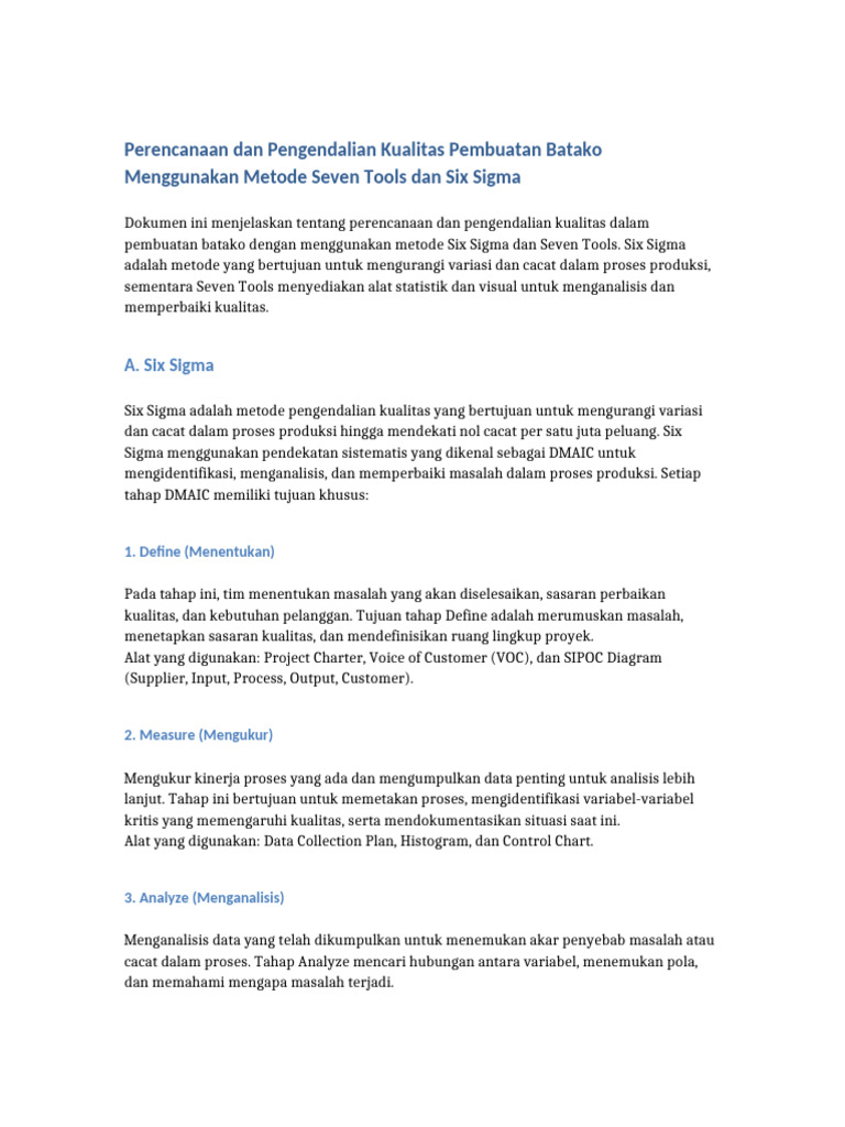 Perencanaan Pengendalian Kualitas Batako | PDF
