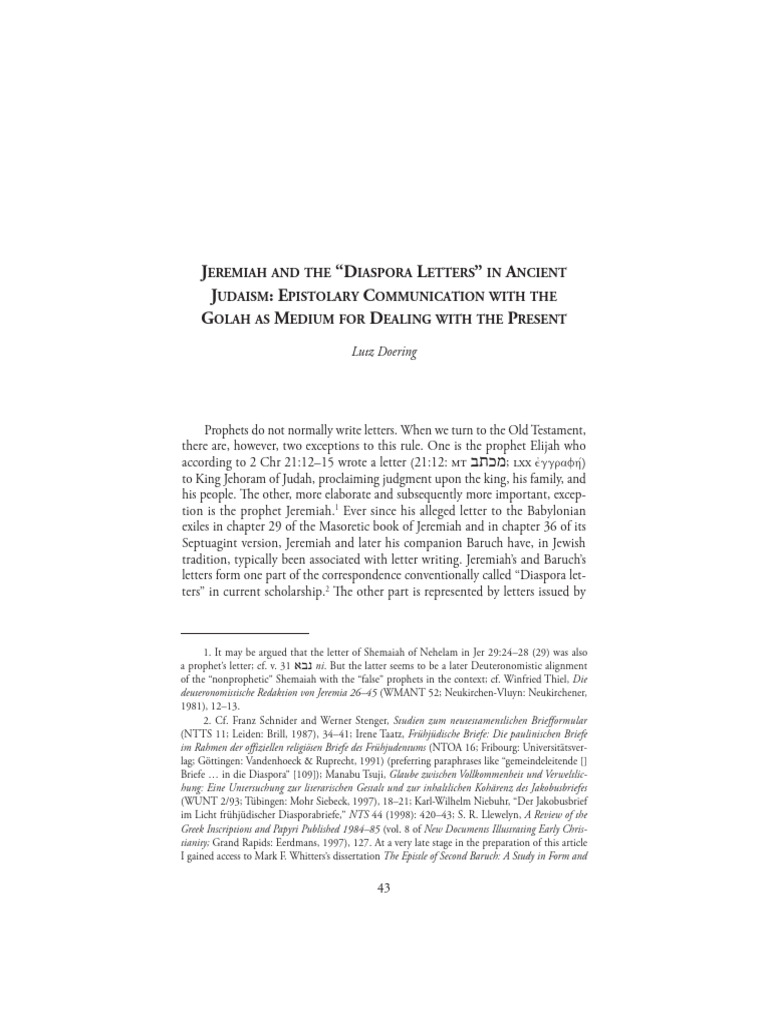 Jeremiah and The 'Diaspora Letters' in Ancient Judaism | PDF ...