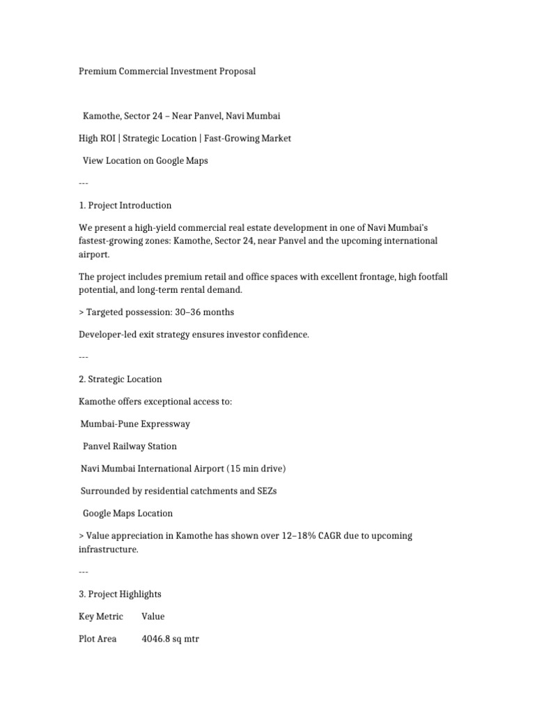 Commercial Project Summary | PDF