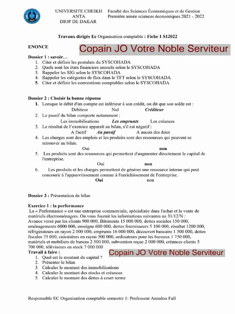 TD1+Corr Compta-Gene 2021-2022 (Copain JO) | PDF