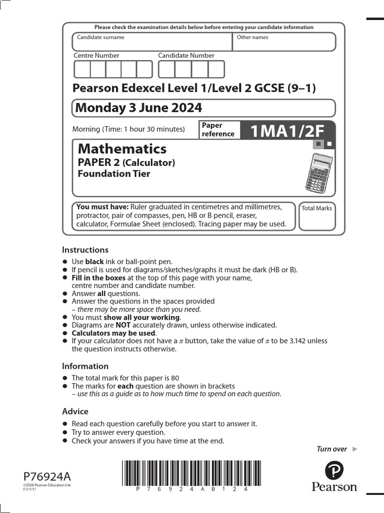 Maths Paper 2 Foundation Exam Guide | PDF | Litre | Speed