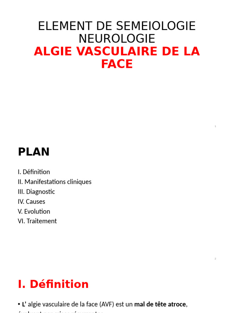 Algie vasculaire de la face : Guide complet | PDF | Douleur | Maladies ...