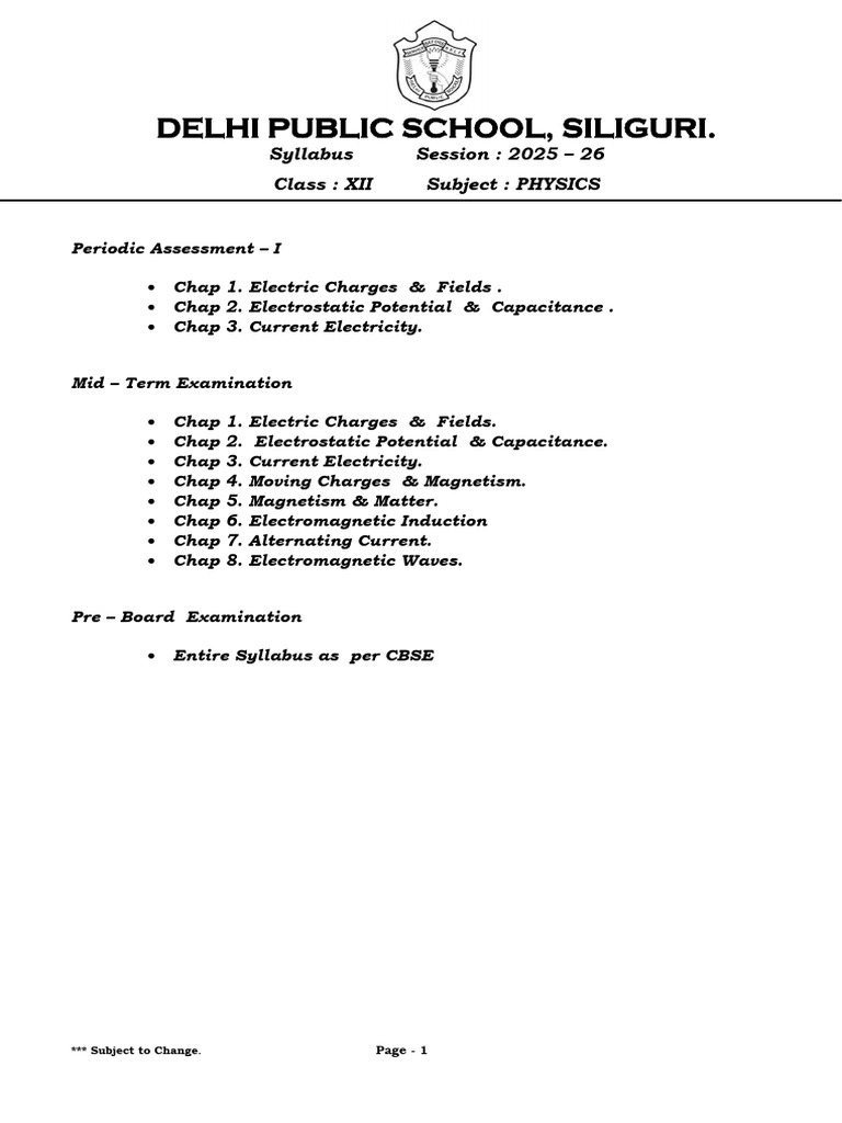 Physics Syllabus | PDF