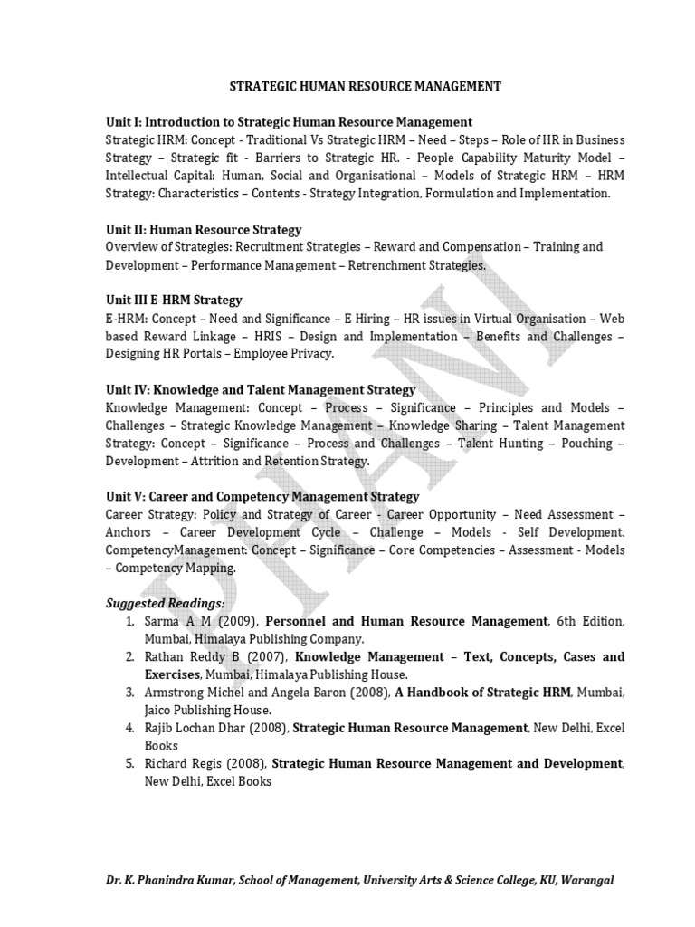 SHRM - Phani | PDF | Human Resource Management | Human Resources