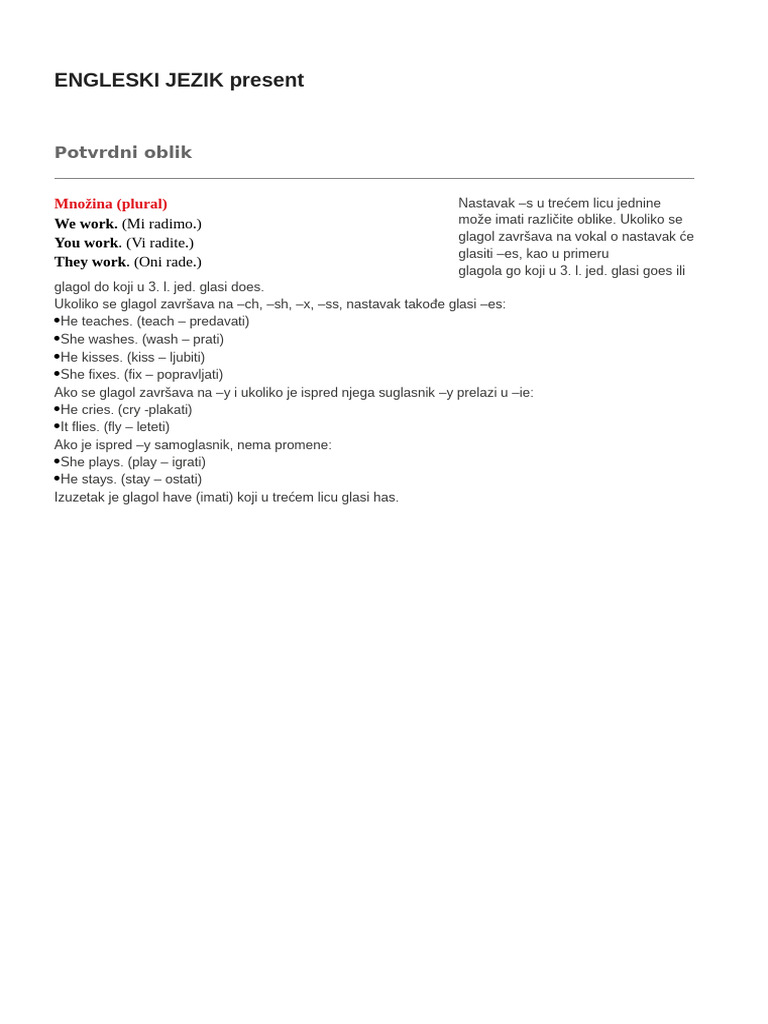 Engleski Povratne Zamenice | PDF