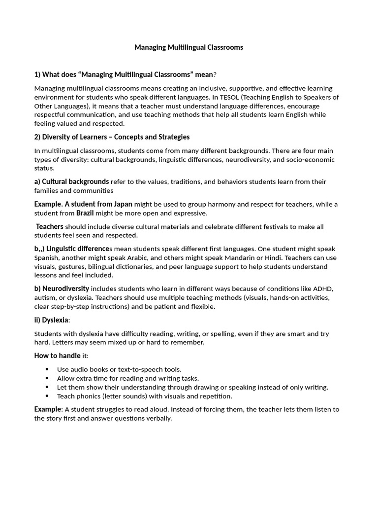 Managing Multililinguel Classroom | PDF | Multilingualism | Teachers