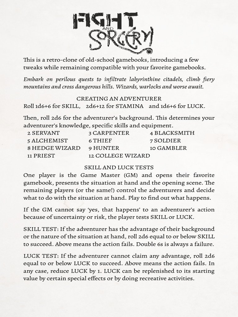 Fight & Sorcery v.1.2. Singles Screen | PDF