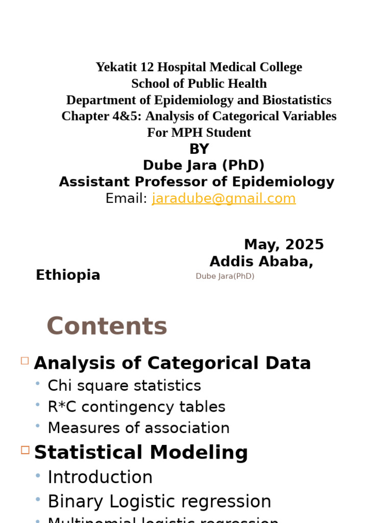 Categorical Data Analysis for MPH Students | PDF | Categorical Variable | Statistics