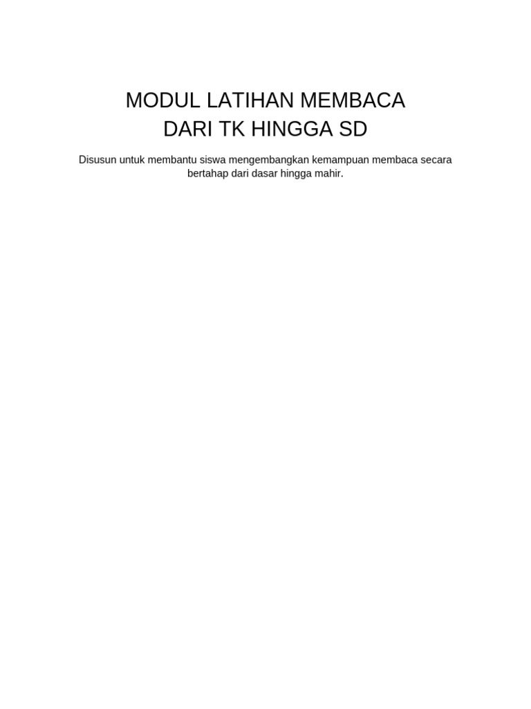 Modul Latihan Membaca TK-SD | PDF