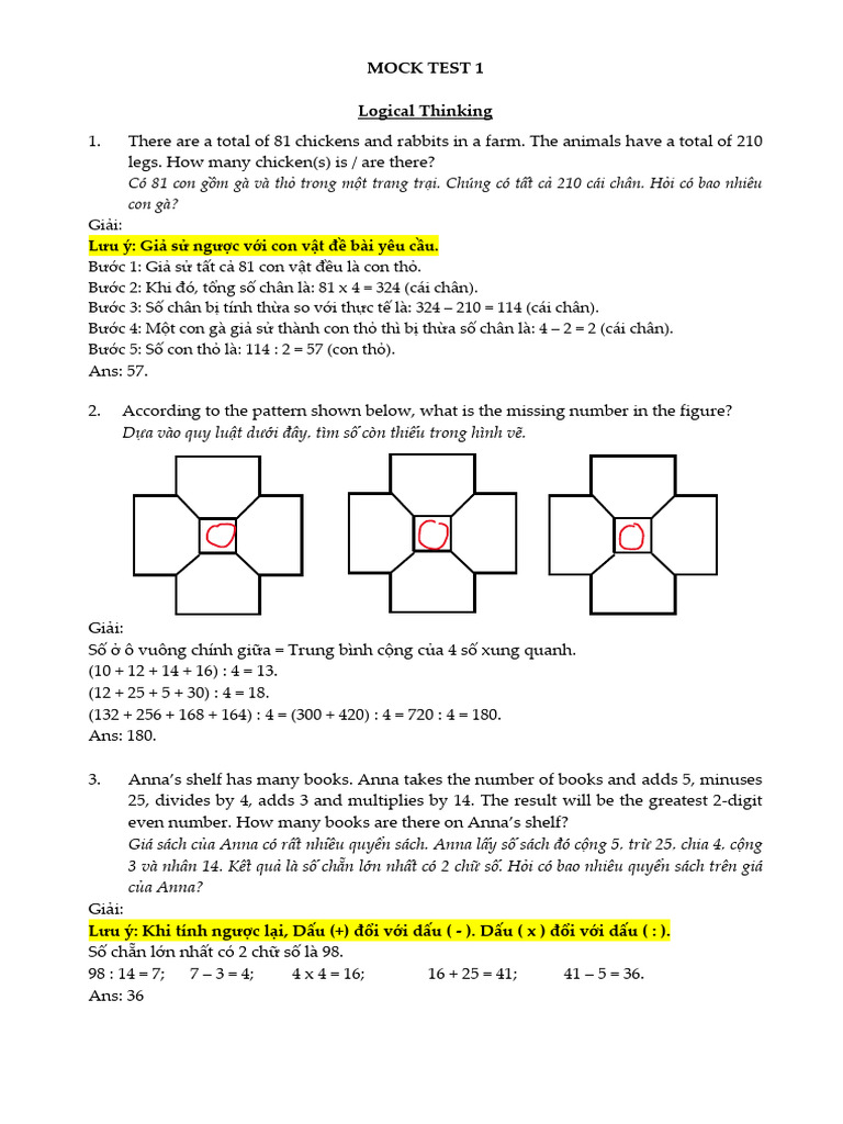 Mock Test - Grade 4 (CH A) | PDF
