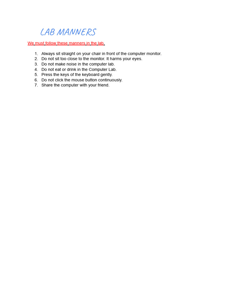 Essential Computer Lab Manners | PDF