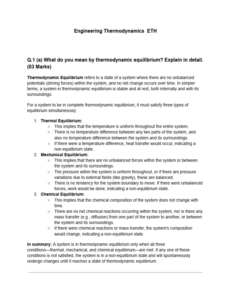 Engineering Thermodynamics ETH | PDF | Heat | Second Law Of Thermodynamics